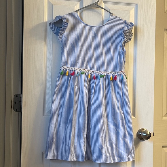 Dresses | Girls Seersucker Dress With Rainbow Fringe | Poshmark